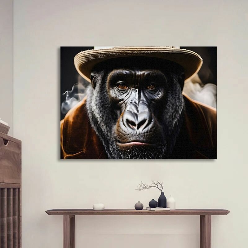 Картина ВсеКартины. Тут "Горилла в шляпе", 60x80см, холст, дерево, крепление "крокодил"