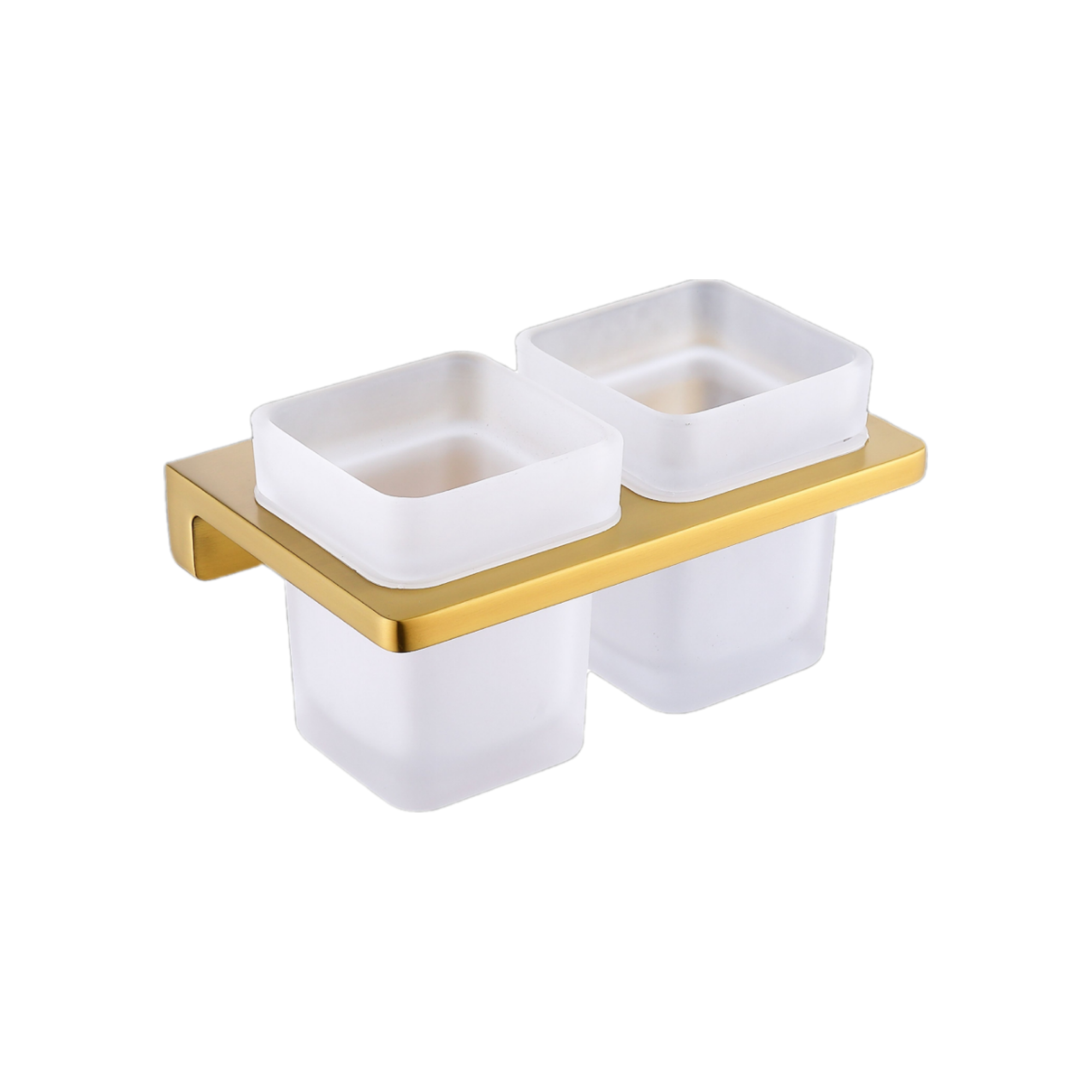 Настенный стеклянный стакан двойной KERN 9504 матовое золото