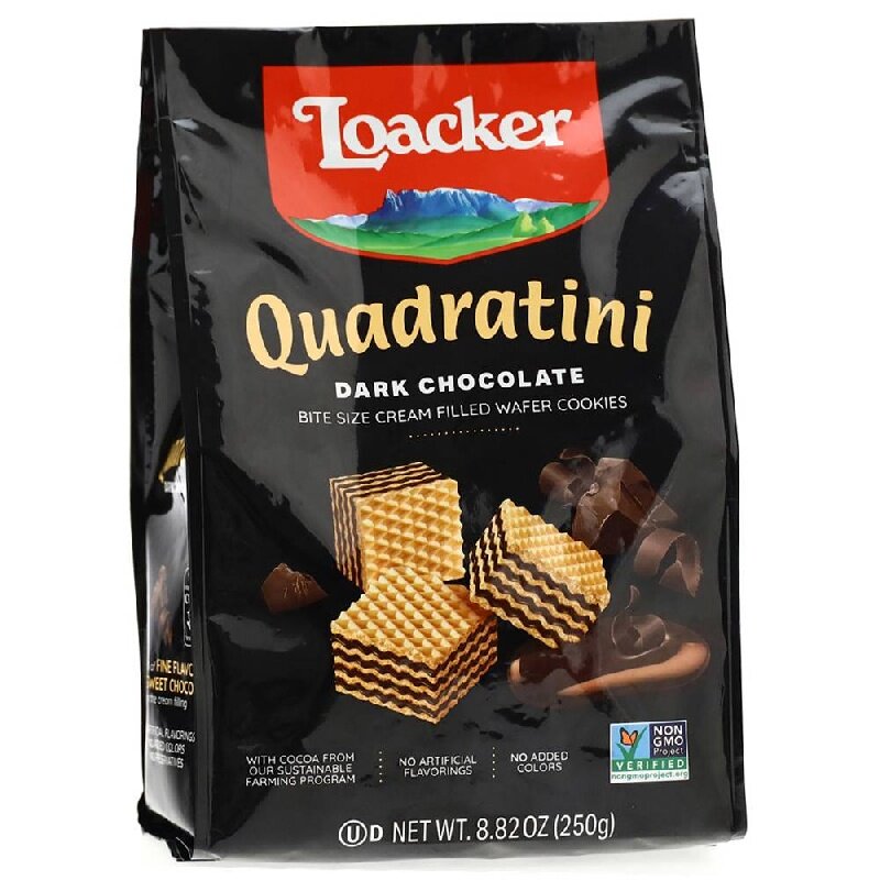 Вафли LOACKER QUADRATINI Темный Шоколад 250г
