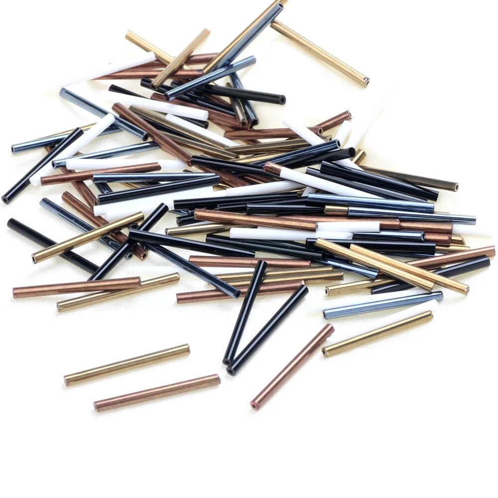 OLINGART стеклянные бусины трубки золотые и серебряные 2,5x30 мм 45г MIX02 30mm