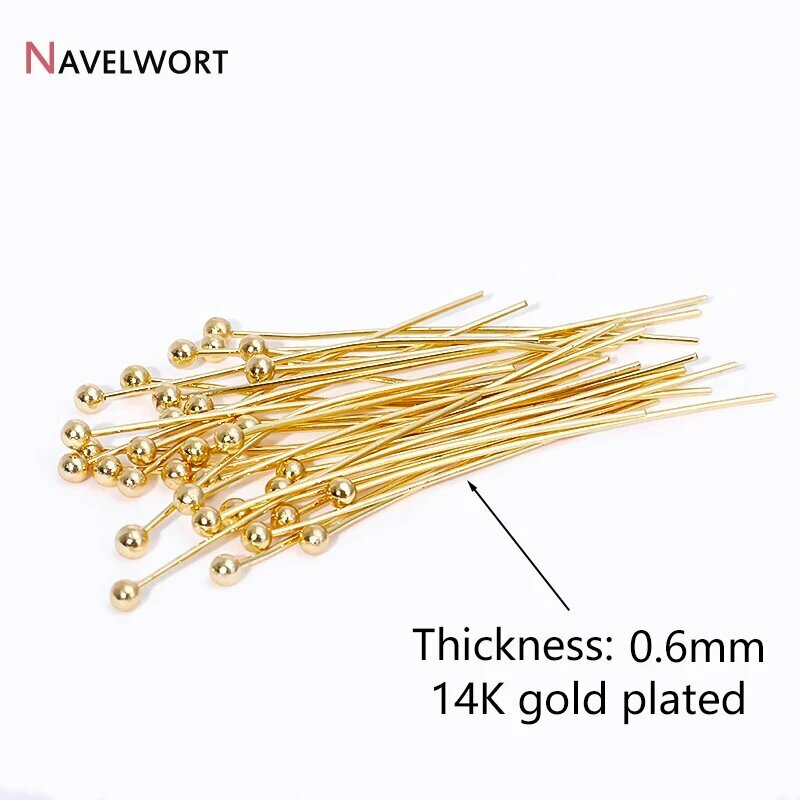 Золотые позолоченные латунные булавки NAVELWORT 50 шт 0.6mmx25mm-50pcs, 14K gold plated