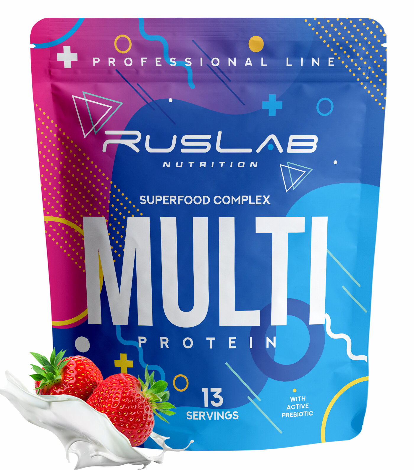 MULTI PROTEIN-многокомпонентный протеин, белковый коктейль для похудения (416 гр), клубника со сливками