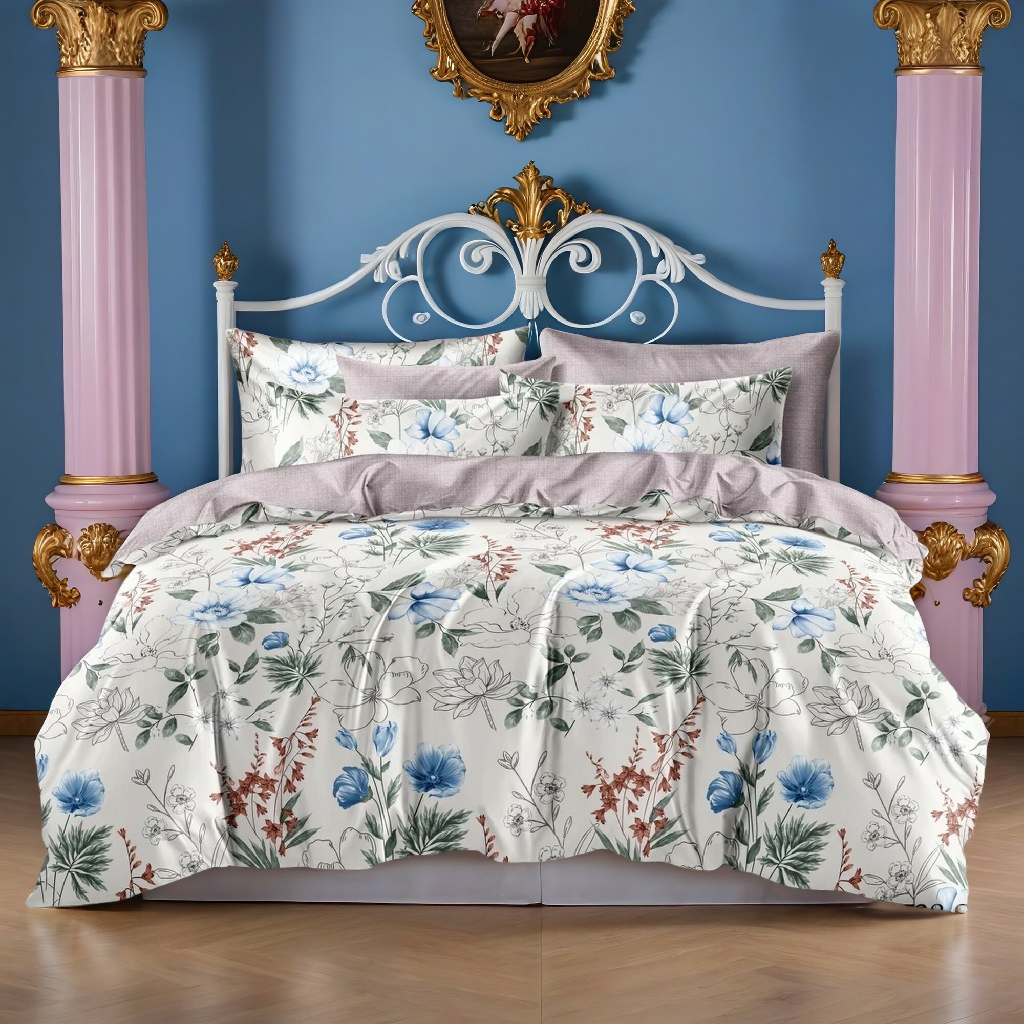 Постельное белье евро Cleo Satin Lux комплект сатин 100% хлопок, наволочки 50х70 и 70х70