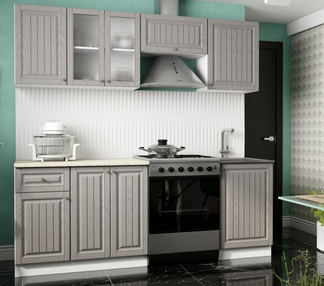 Кухонный гарнитур, кухня, готовый комплект Хозяюшка 2,1 м Трюфель