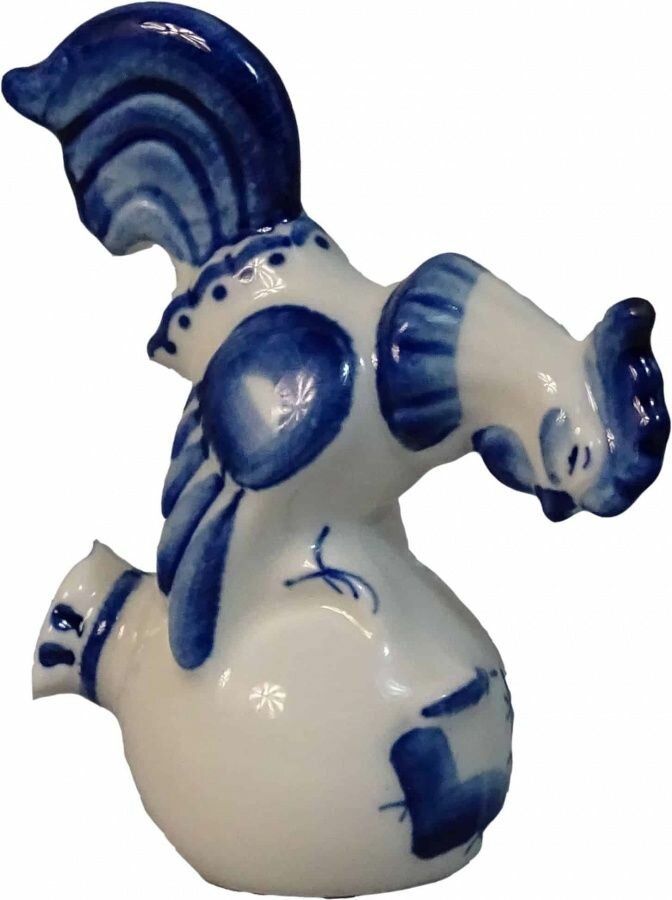 Фигурка фарфоровая петушок на мешке Гжель . Ручная работа Гжель Россия.