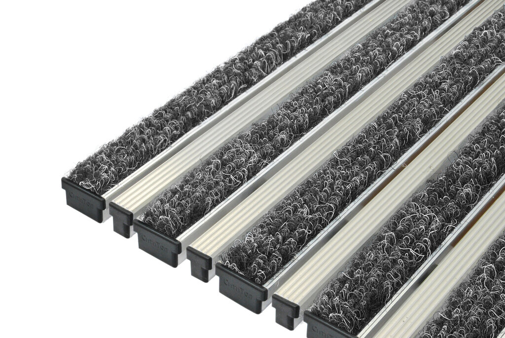 Решетка придверная Брайт "Скребок + ворс" 80 х 50 см, ворс высокий, серый, грязезащитная, коврик от грязи