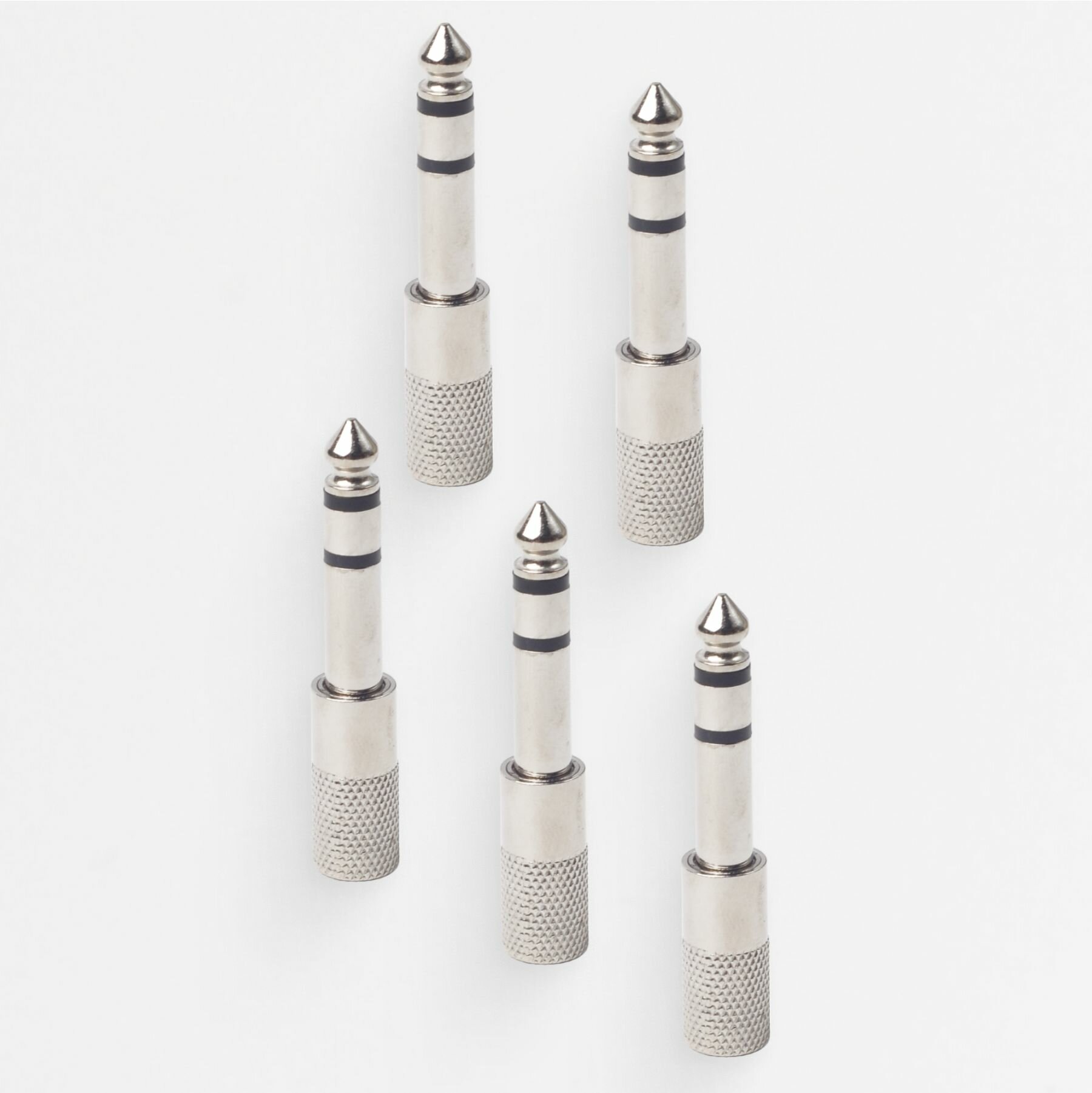 Переходник-коннектор 6.35 мм "штекер" stereo - 3.5 мм "гнездо" stereo, металл, комплект - 5 штук