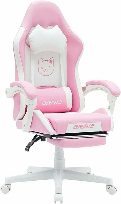 Геймерское кресло с подставкой для ног Brave WS-7 Kitten PK, для детей