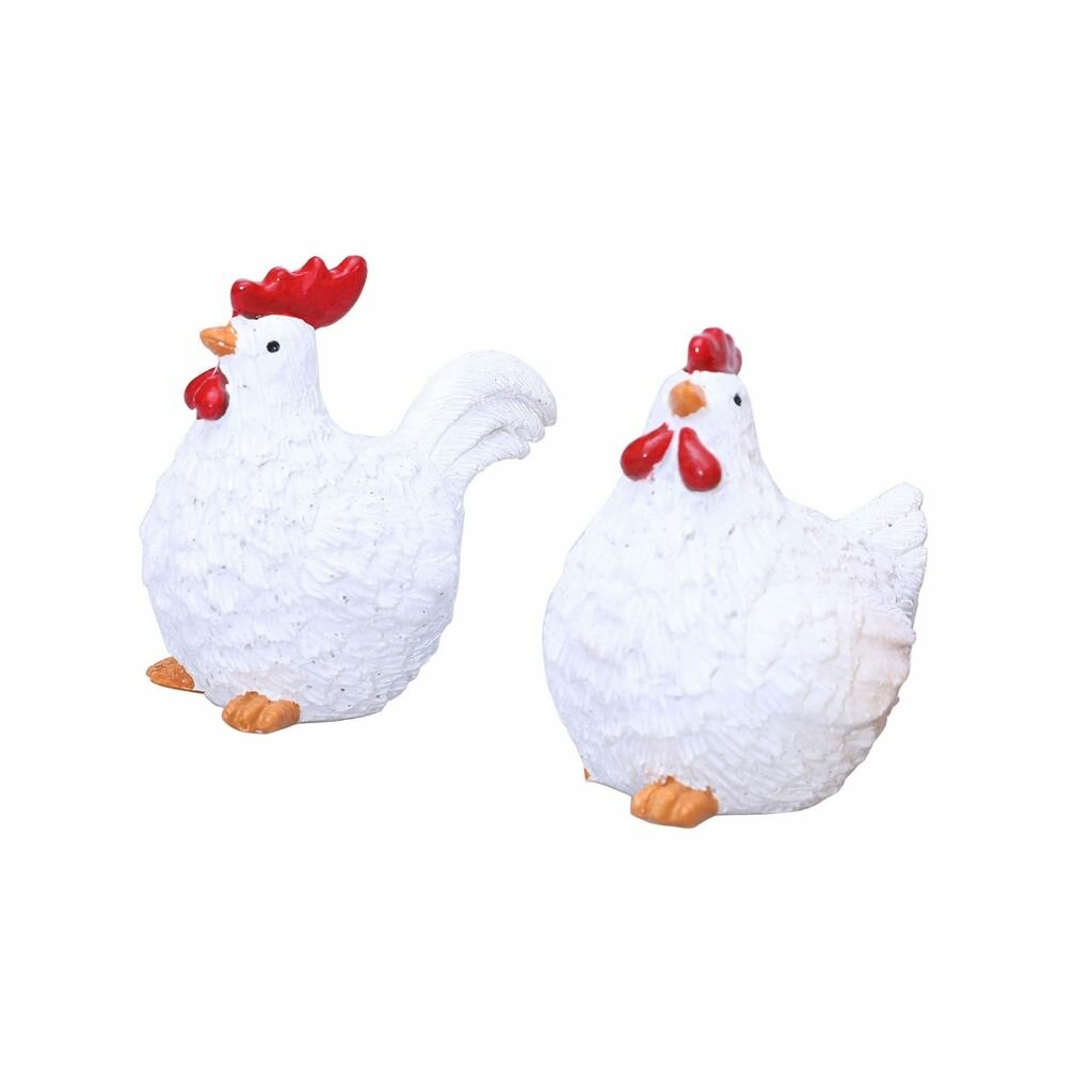 Поделки из смолы для украшения 2 цыплят-T03 пара белых петуха и курицы