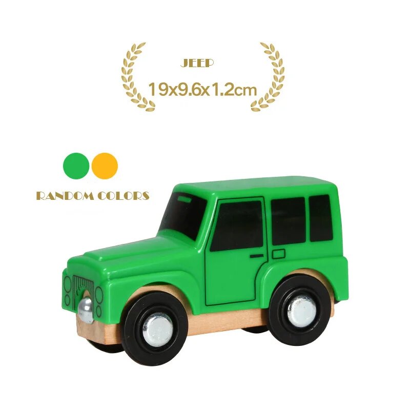 Деревянный поезд Jeep, зеленый, 19x9.6x1.2 см