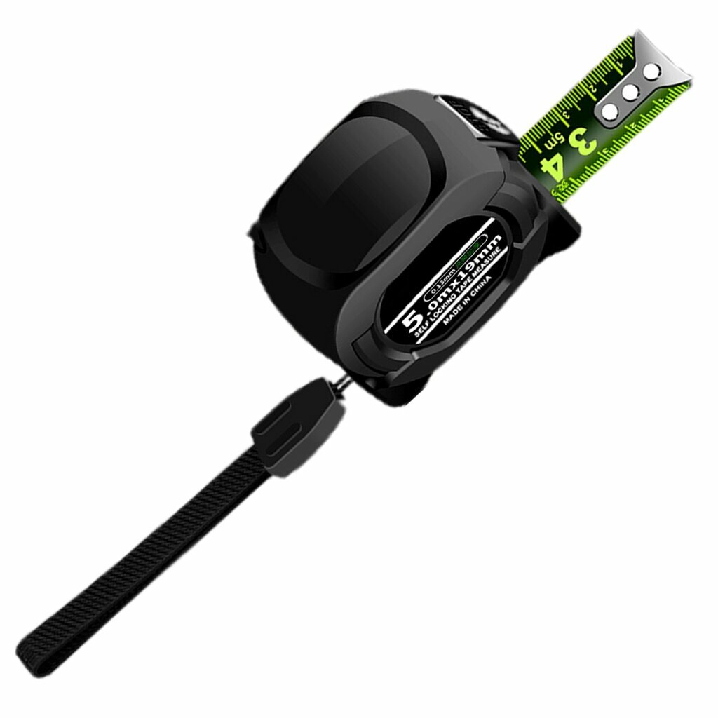 Рулетка высокоточная лазерная струйная черная линейка-5мх19мм