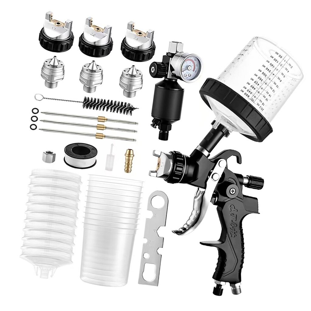 Набор Инструментов для Распыления Воздуха 1,4/1,7/2 мм Сопла и Регулятор Воздушного Компрессора Набор Распылителей Автомобильной Краски для Покраски Мебели автомобиля