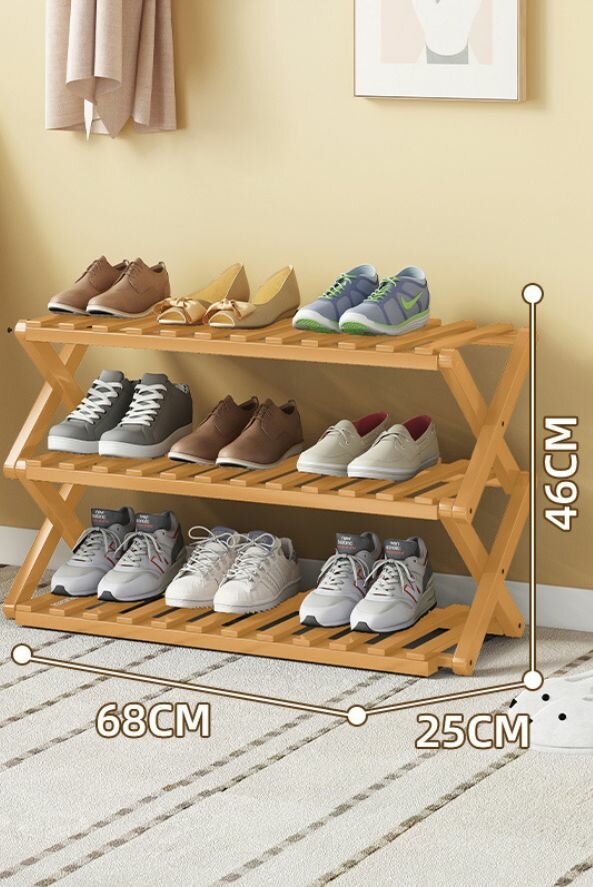 Обувница "Бамбук", 68 см x 25 см x 46 см, с полками, складная, из бамбука