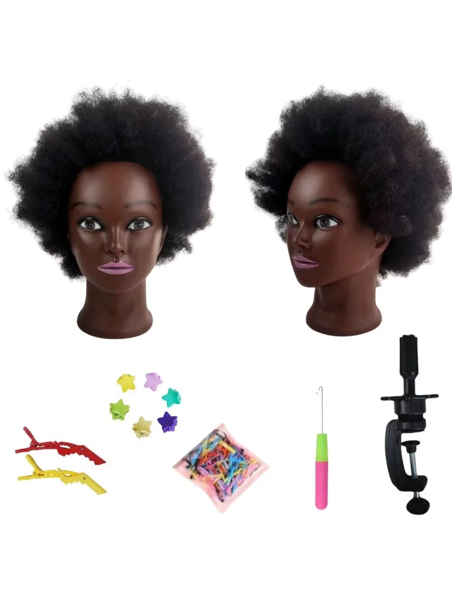 Голова-манекен для плетения волос Black2