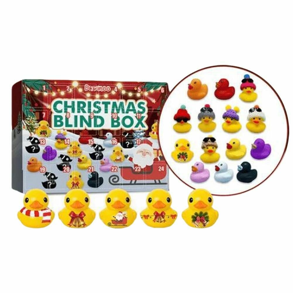 Рождественский адвент-календарь с резиновыми уточками, подарочный набор из 24 уточек обратного отсчета до Нового года