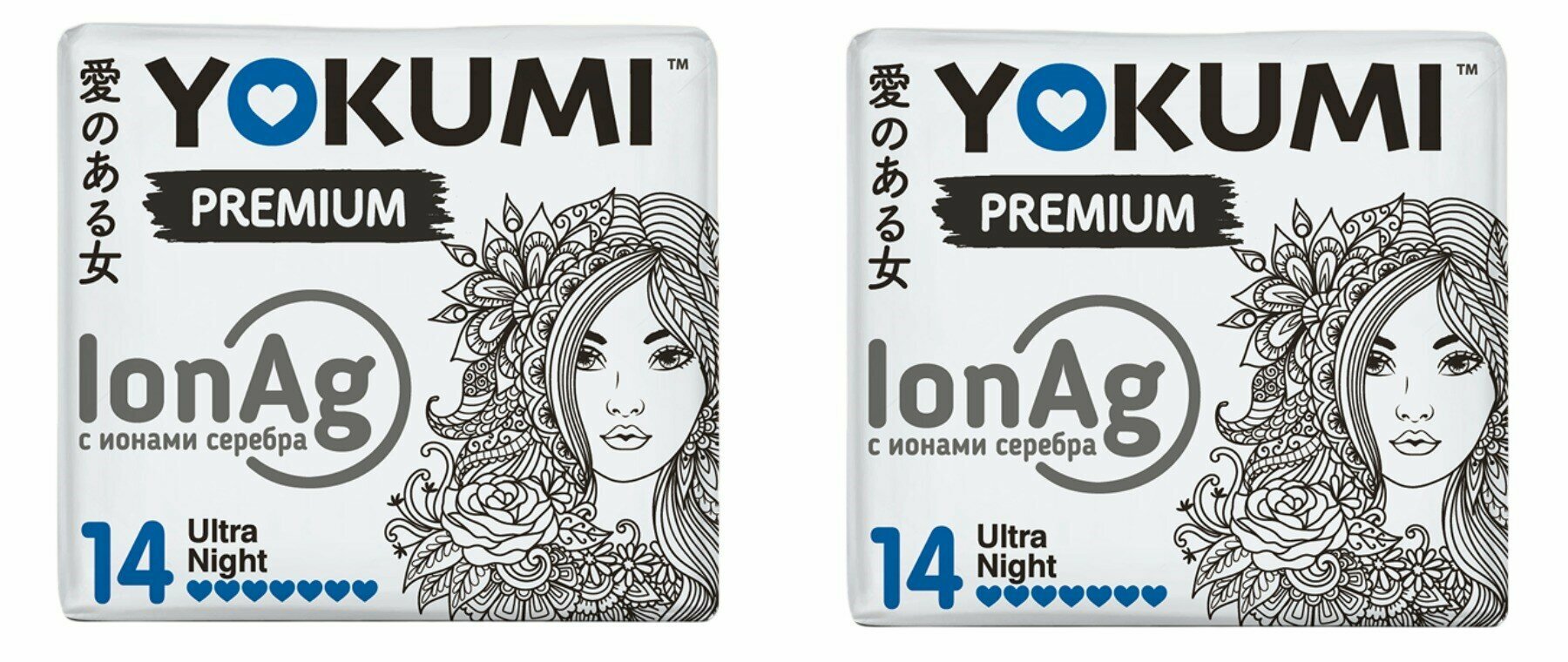 Прокладки женские гигиенические YOKUMI premium ultra Night, 14шт, 2 уп