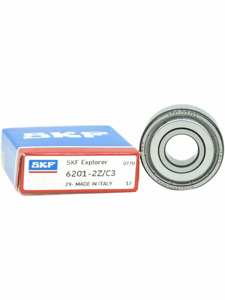 Подшипник 6201-2Z/C3 SKF (12x32x10 мм) шариковый радиальный с тепловым зазором для электродвигателей и электроинструмента, 1 шт.