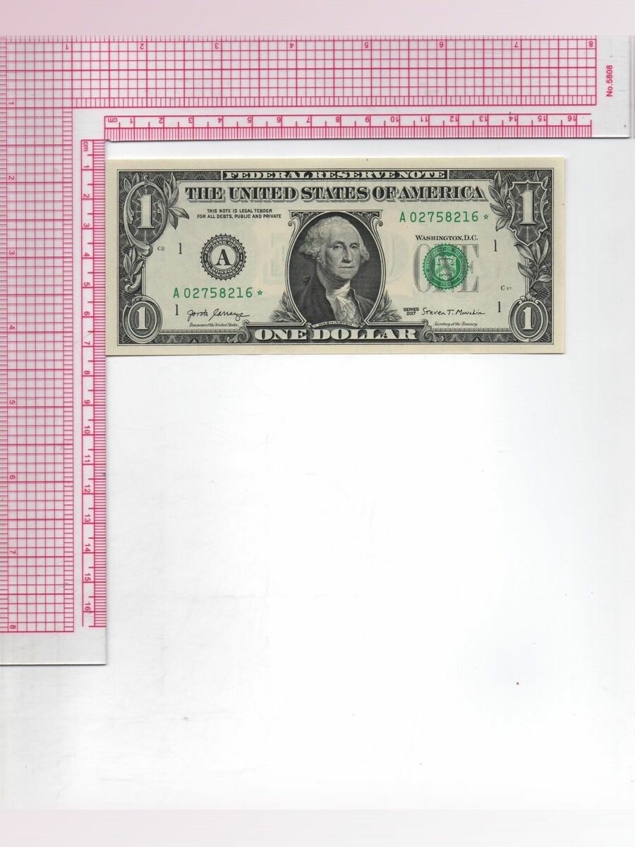 Купюра 1 Доллар США (USD) 2017г. А . Замещения * Подлинная Банкнота UNC (из банковской пачки)