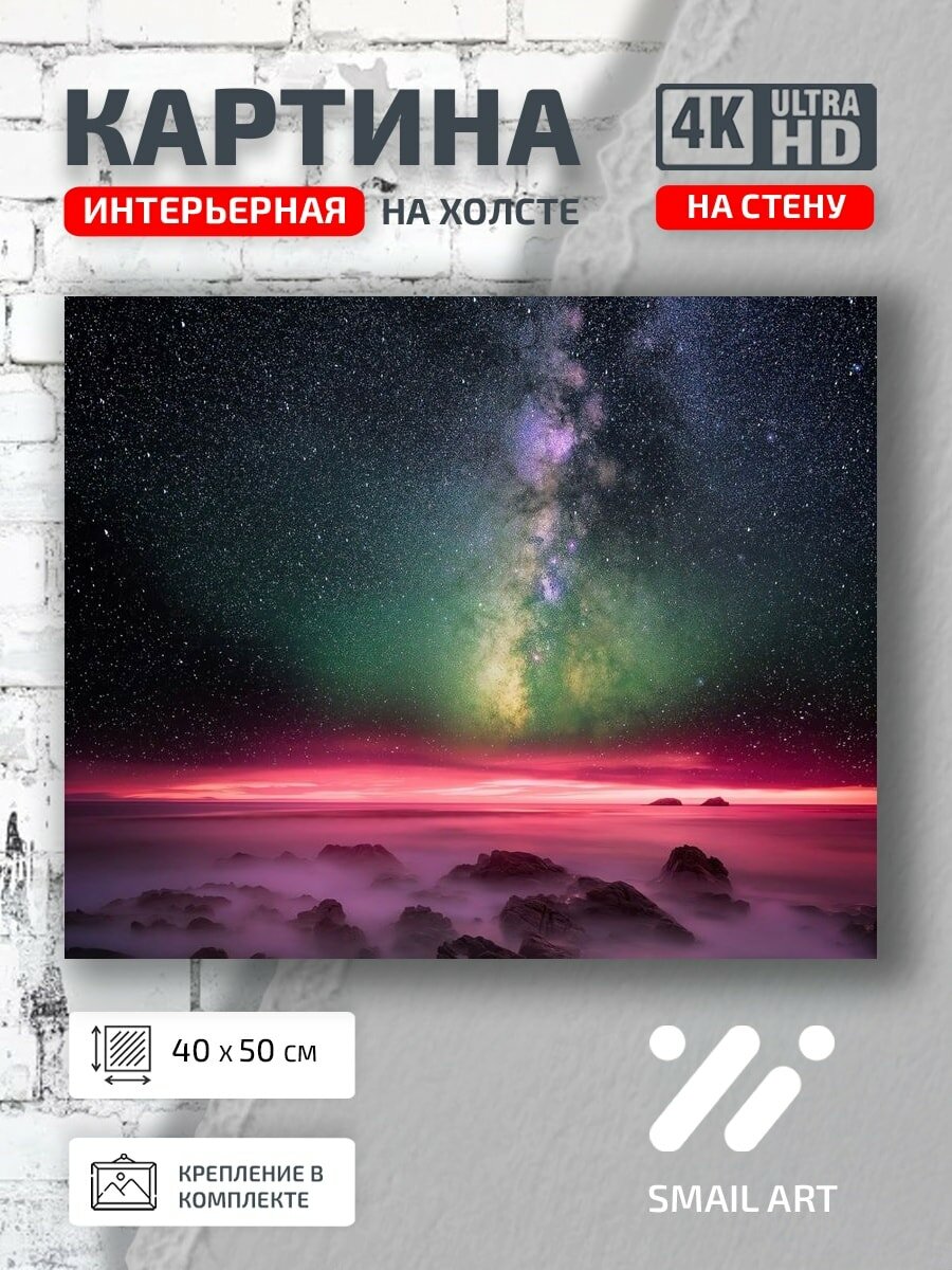 Картина на холсте интерьерная 40 на 50 на стену Млечный путь для спальни атмосфера