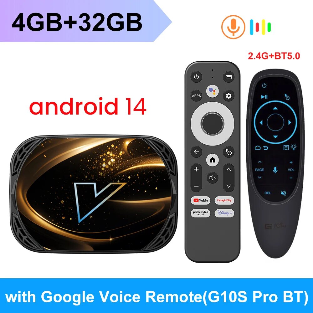 VONTAR X5 Android 14 TV Box 4ГБ 128ГБ Американская вилка, 4G32G G10S BT