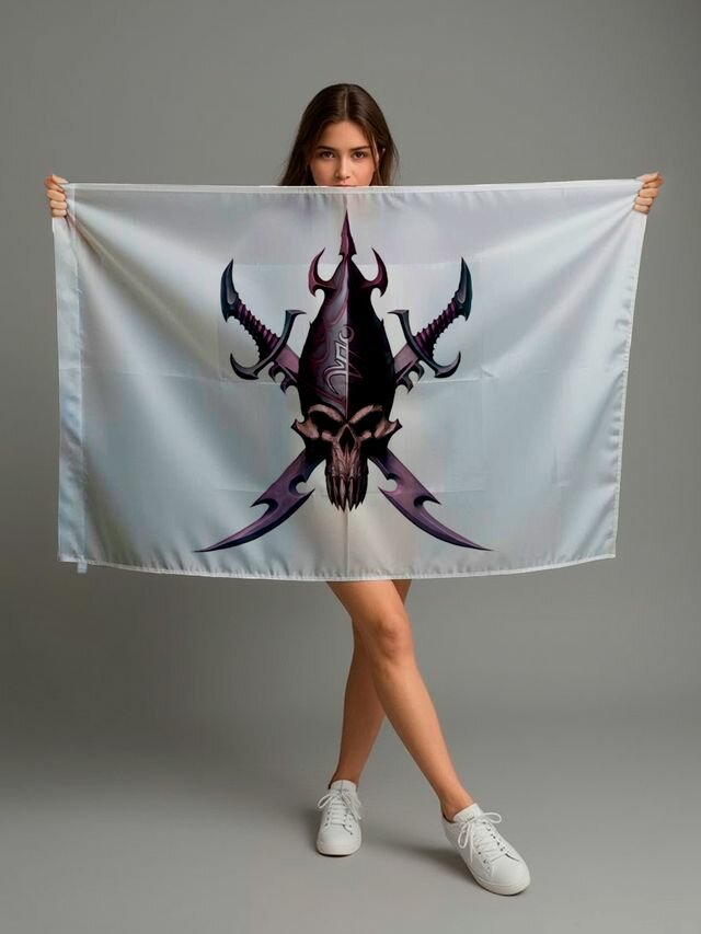 Флаг Тёмных эльдар друкари Вархаммер Warhammer 40к, 70х105 см на шёлке для ручного древка
