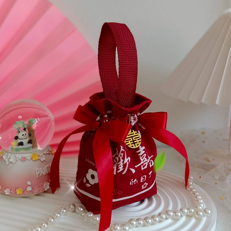 Элегантный мешок для конфет с рисунком «Счастливые дни два» и символом счастья, ручная работа