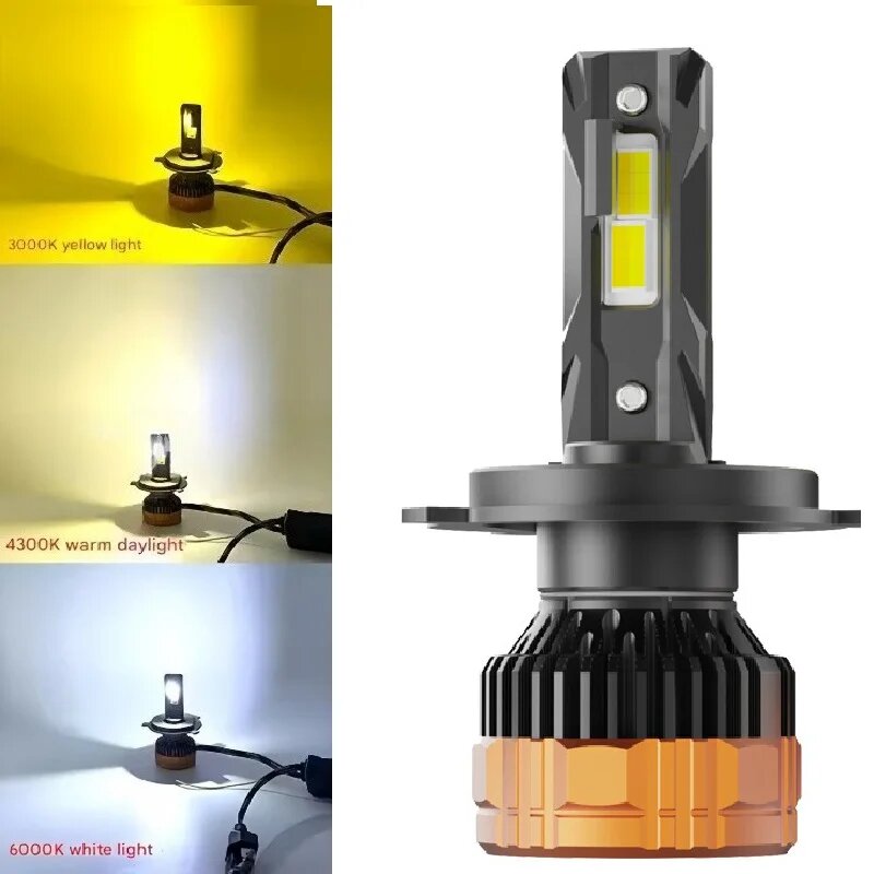 H4 LED H7 H11 9005 HB3 9006 HB4 H4 6500K 4300K 3000K Светодиодная лампа с трехцветным пультом дистанционного управления для автомобильных фар 12 В H4/9003/HB2 Высокий/Низкий