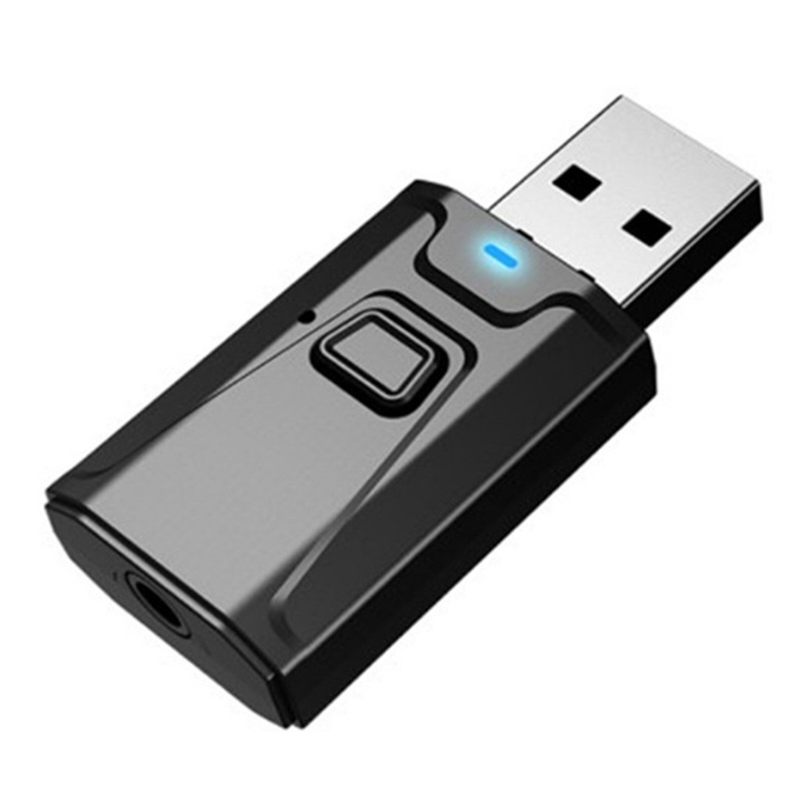 Адаптер аудио BT-11 черного цвета, двухв приемник и передатчик, Plug And Play, без внешнего источника питания, версия BT 5.0, порт USB, скорость передачи 100Mbps, частота 2.4MHz, аудиоразъем 3.5mm, дальность передачи 15m, в комплект входят 1 адаптер, 1