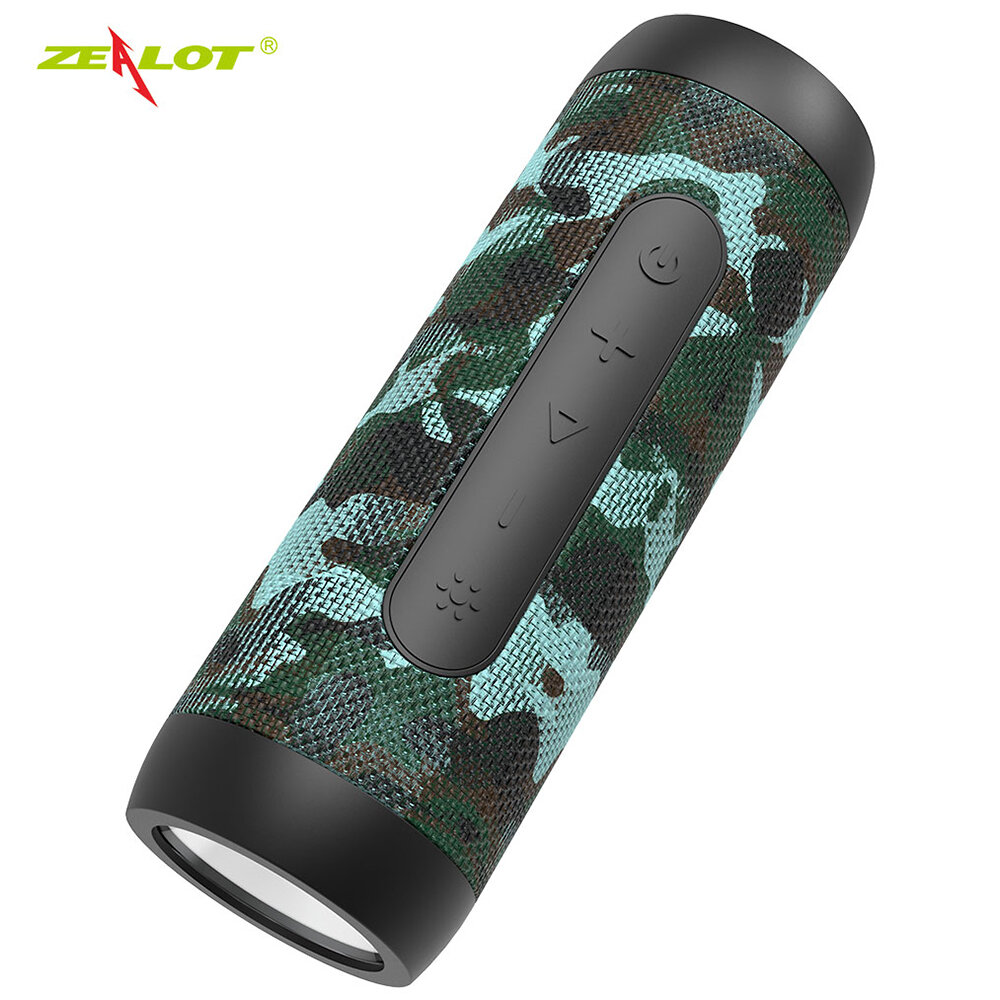 ZEALOT S22 Black Blue Portable Speakers Wireless Bluetooth Speaker fm Radio Outdoor Subwoofer+Flashlight+Power Bank Support TF Card AUX Size 15.5cm x 5cm x 5cm Bluetooth v5.0
