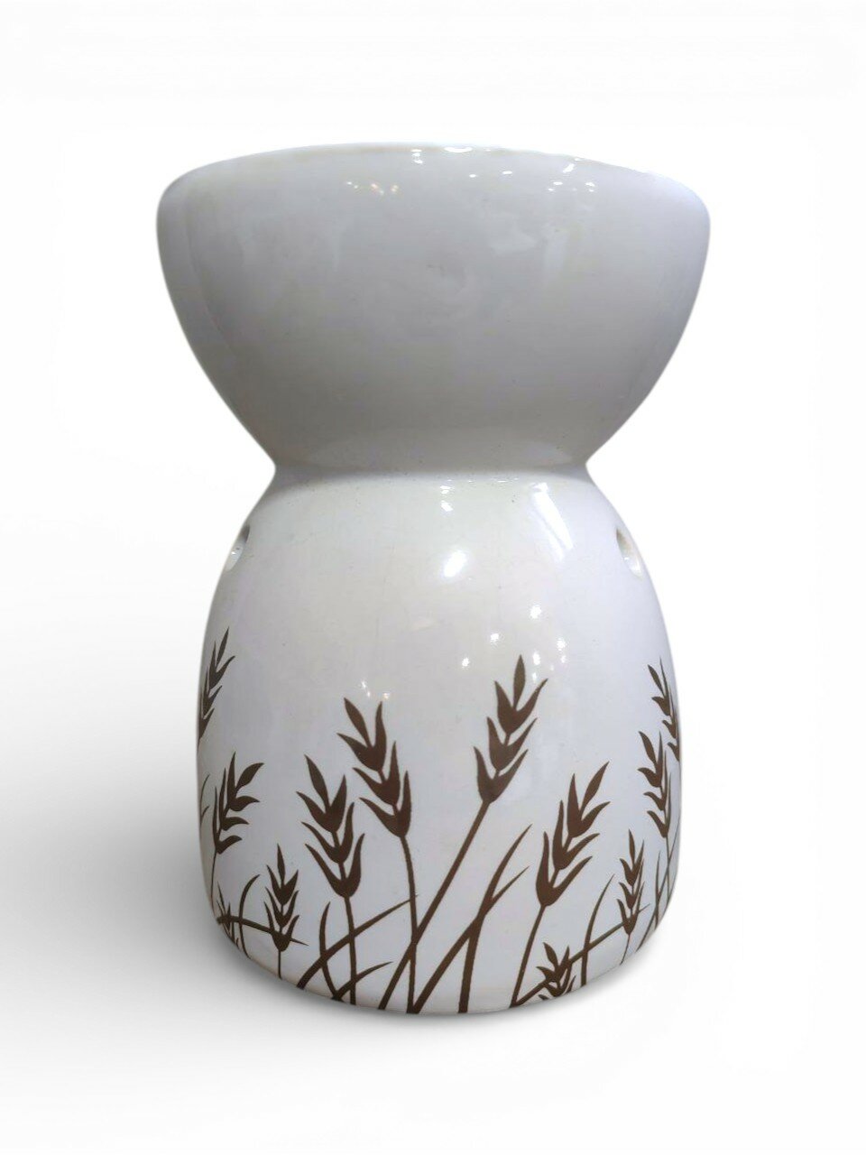 Аромалампа белая классическая с растительным рисунком (керамика, 11,5см.), 1 шт.