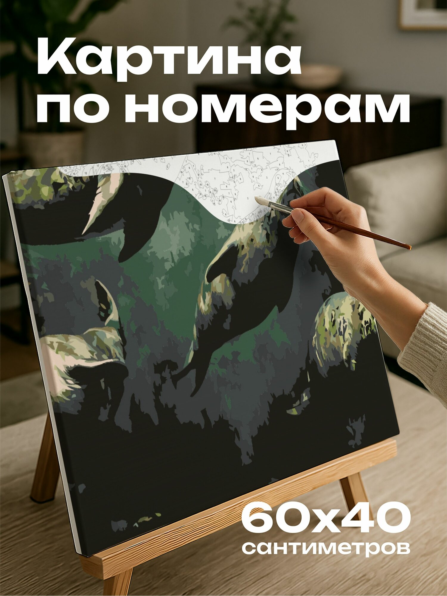 Картина по номерам 60x40 см, масляная картина, тюлени, подводный мир, свет и тени, плавание, аквариум, детализация
