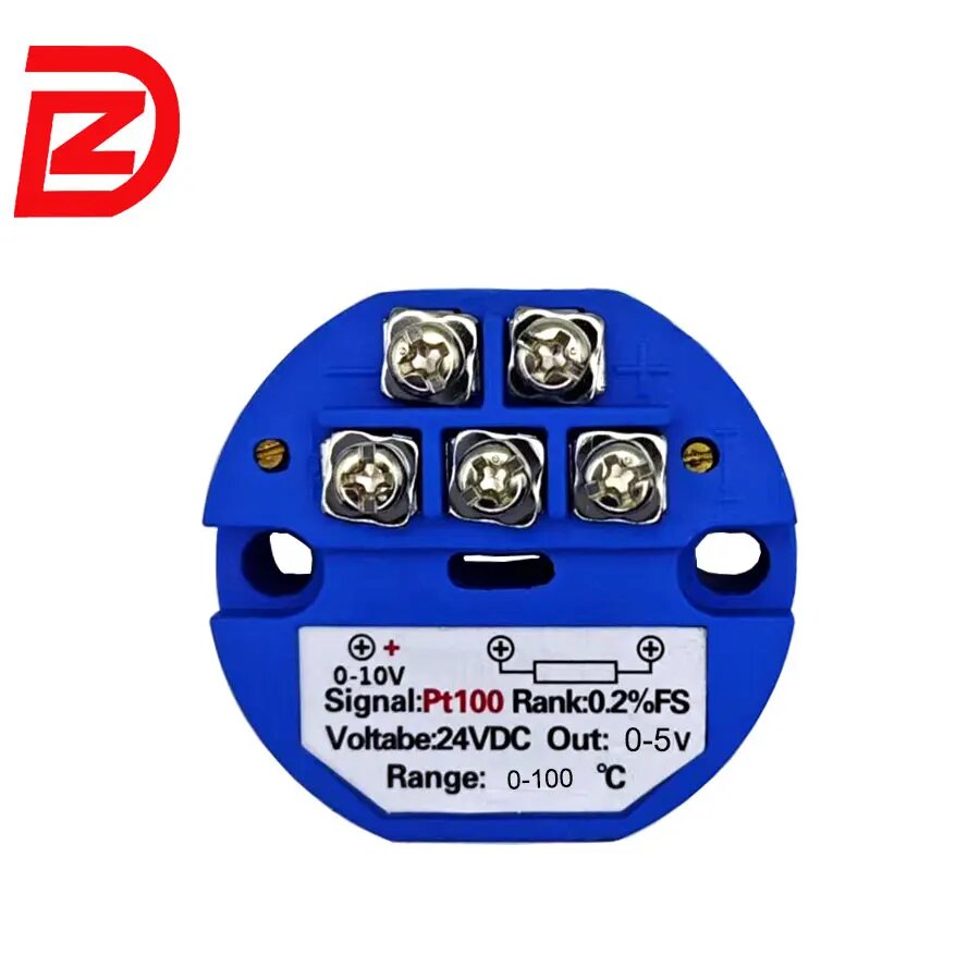 Датчик температуры PT100 с выходом 4-20 мА, диапазон -50-100°C, вход RTD 0-5В, 0-10В, 0-5Voutput
