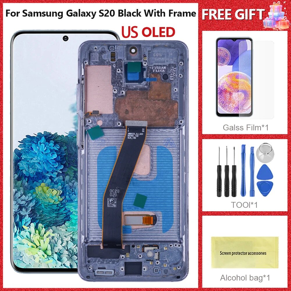 Высококачественный ЖК-дисплей для Samsung Galaxy S20 G980 ЖК-дисплей для Galaxy US OLED Black Frame
