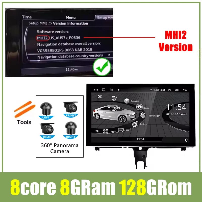 9-дюймовый для Audi A6 C7 A7 2012-2018 плеер автомобильный радиоприемник Android 15 MHI2 8G 128G 360