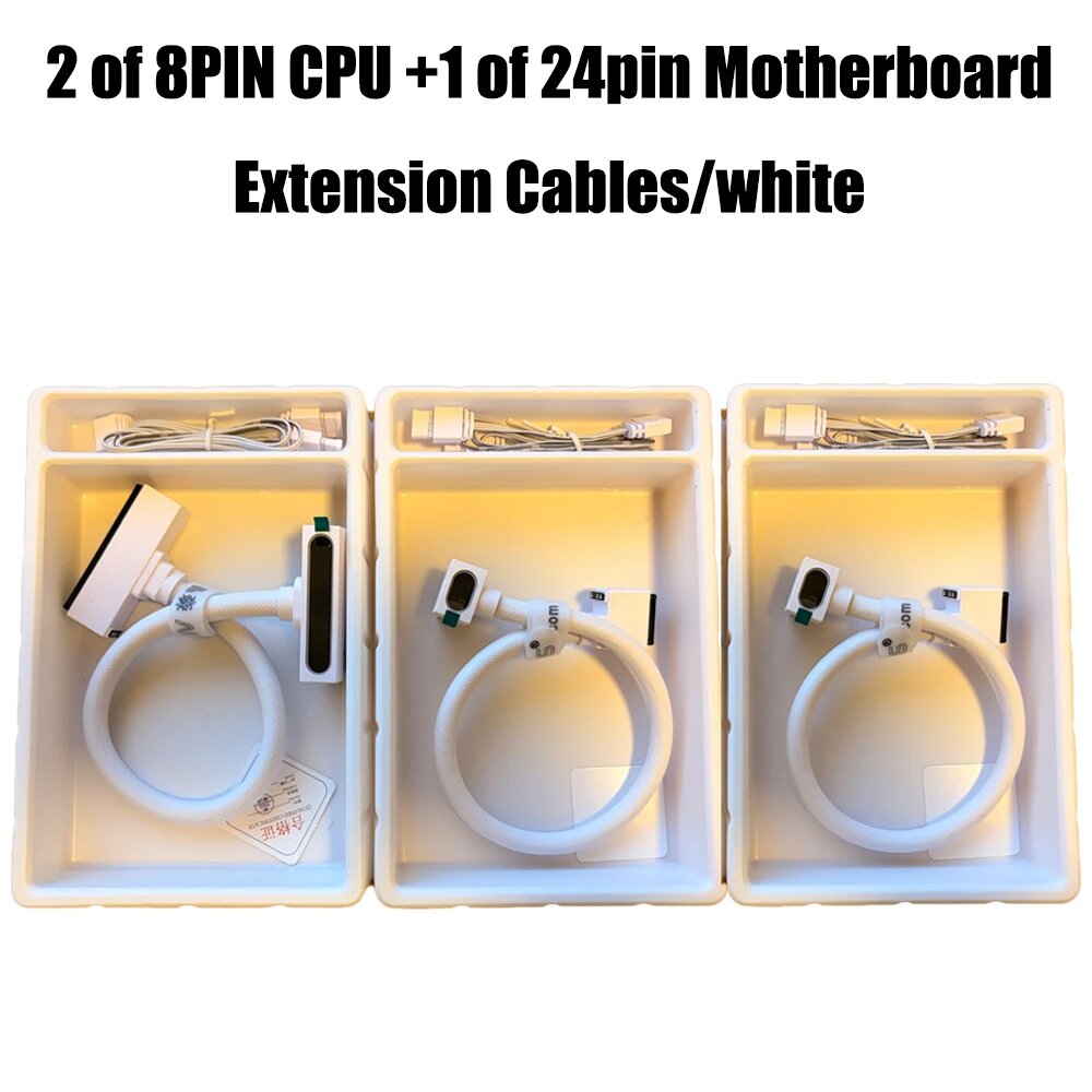 AIJS 8-контактный удлинительный кабель питания процессора с ARGB подсветкой 30 см White Set