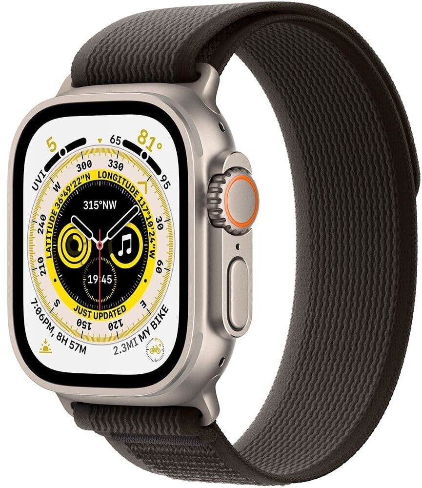 Умные часы Apple Watch Ultra GPS + Cellular, 49 мм, ремешок Trail черного/серого цвета M/L