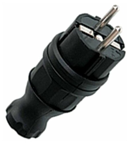 Вилка прямая 16А 2P+PE 230В IP44 каучук черн. EKF RPS-011-16-230-44