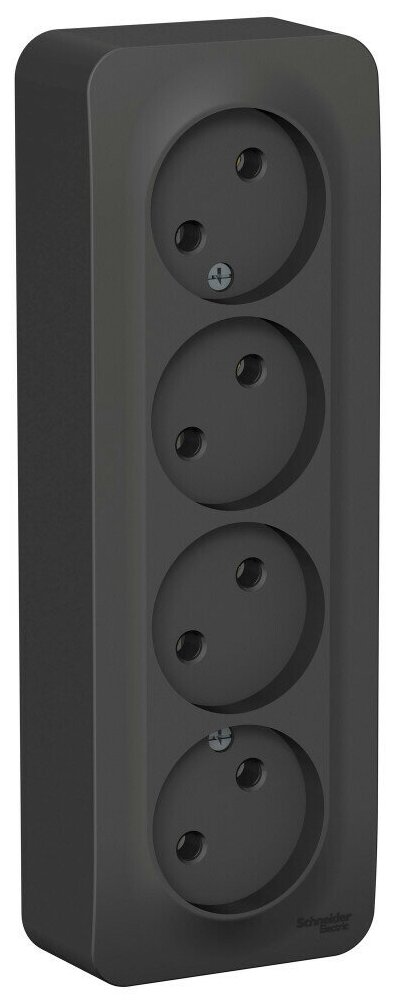Розетка 4-ая антрацит Schneider Electric Blanca без заземления без шторок 16А, 250В, изолир. Пластина