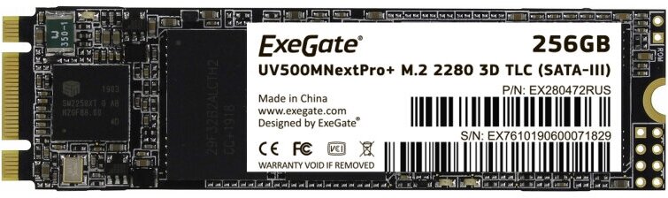 SSD-накопитель ExeGate EX280472RUS, форм-фактор M.2, 256ГБ, SATA 6Гб/с