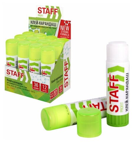 24 шт. Клей-карандаш усиленный STAFF Profit, 36 г, PVP-основа, 228663