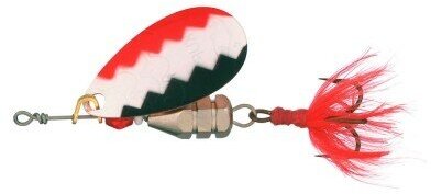 Блесна Kuusamo Kuf-Lippa 5 с оперением W/R/BL-C