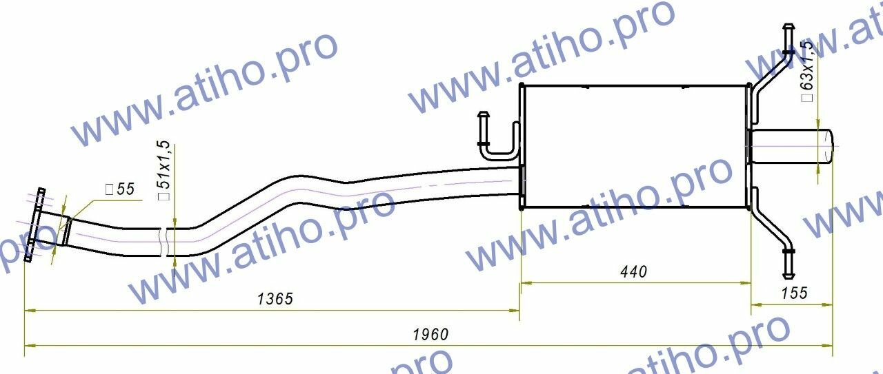 Глушитель Hyunday Santa Fe 00-06 2.0 CRDi Turbo Diesel