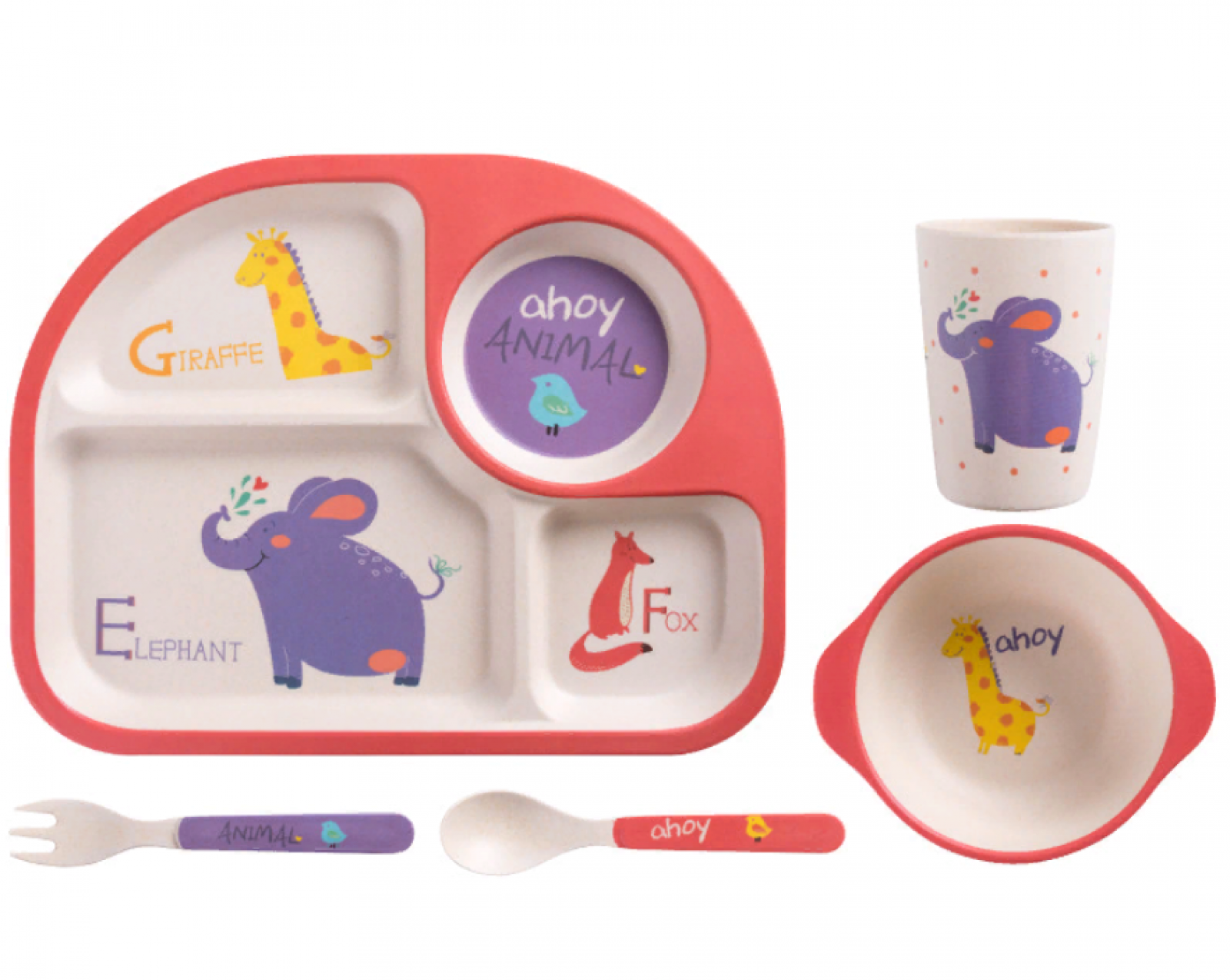 Подарочный детский набор посуды MyPads M153-725 из бамбукового волокна, гипоаллергенный, небьющийся