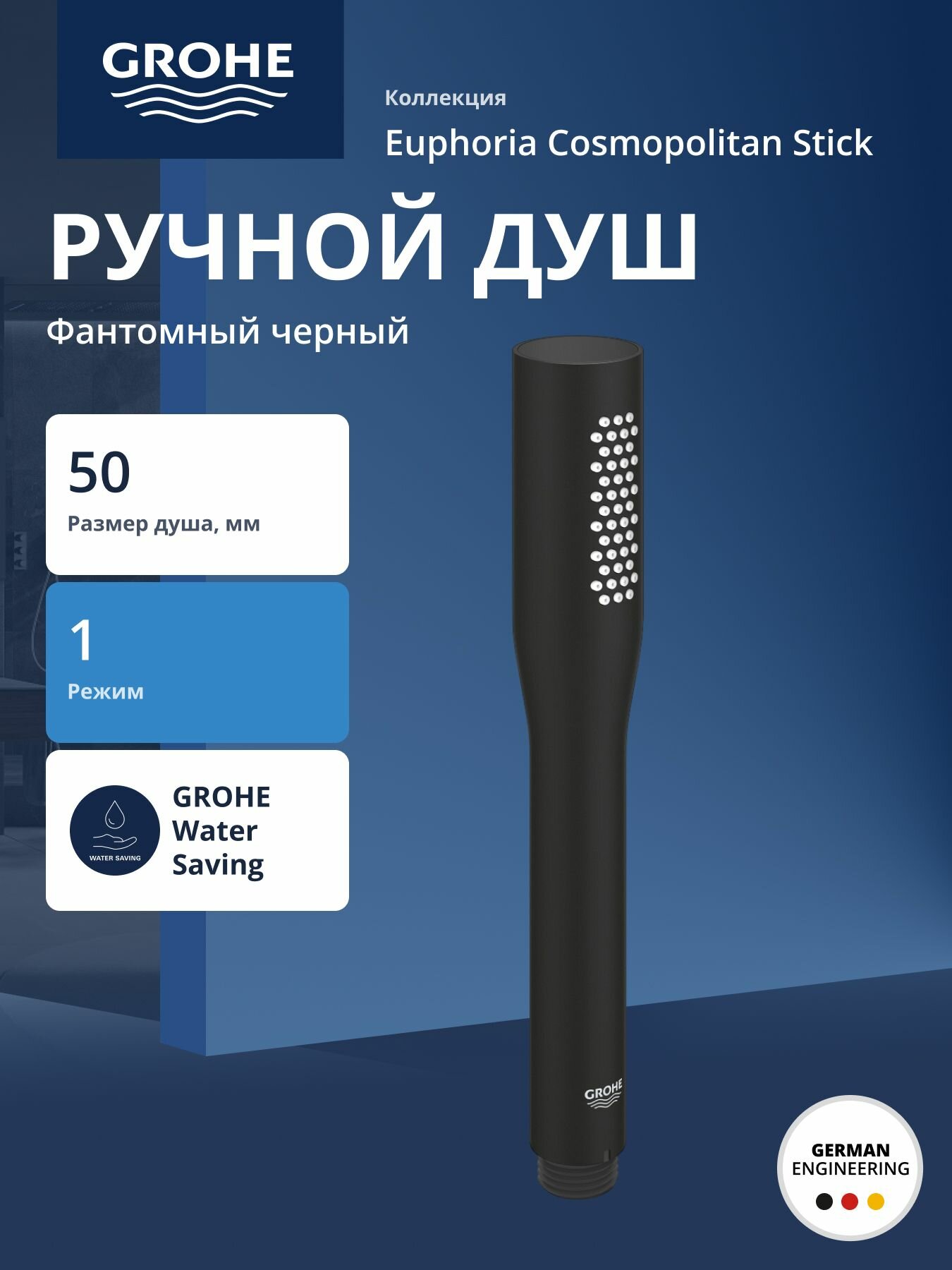Лейка для душа GROHE Euphoria Cosmopolitan, фантомный черный, (22126KF0)