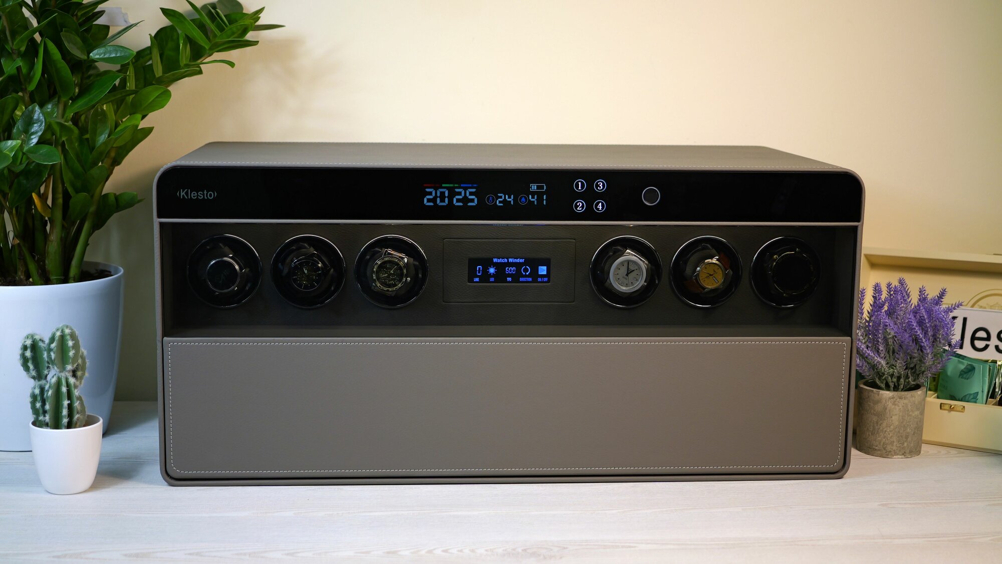 Сейф-витрина с автоматическим подзаводом часов Klesto JSM-6 серый