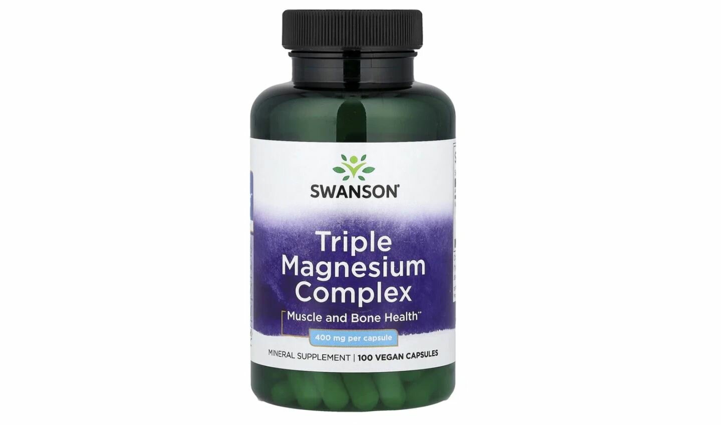 Swanson, Triple Magnesium Complex, Комплекс тройного магния, 400 мг, 100 капсул