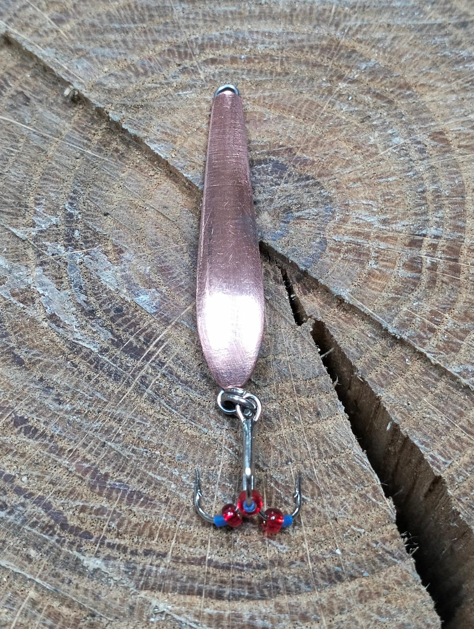 Блесна Омелинского окуневая ручной работы односторонняя большая 4.28гр. медь