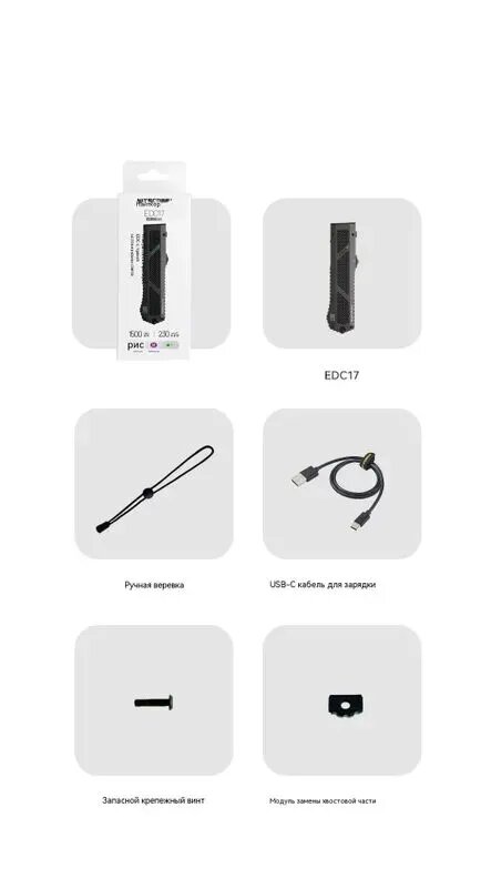 Nitecore EDC17 Ультратонкий фонарик EDC, 3 источника света: 1500 лм Белый, 1350mW УФ, <5mW Зеленый лазер — фото 1