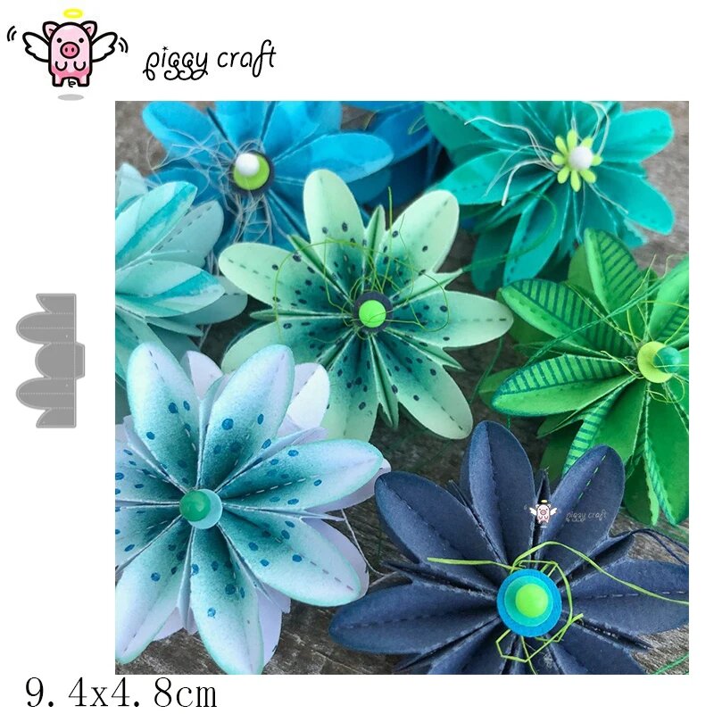 Piggy Craft цветы бирюзовые, Fxs-13, 9.4x4.8 см