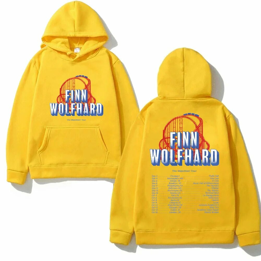 Желтая толстовка с капюшоном Finn Wolfhard BAND 2025, размер M